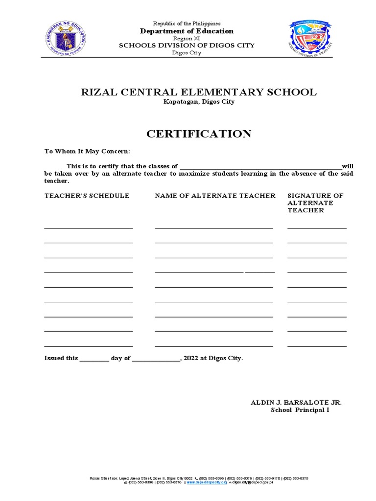Certificate of Non Disruption of Classes | PDF | Philippines