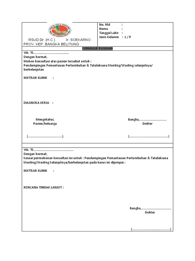 Form Rujukan Stunting Wasting | PDF