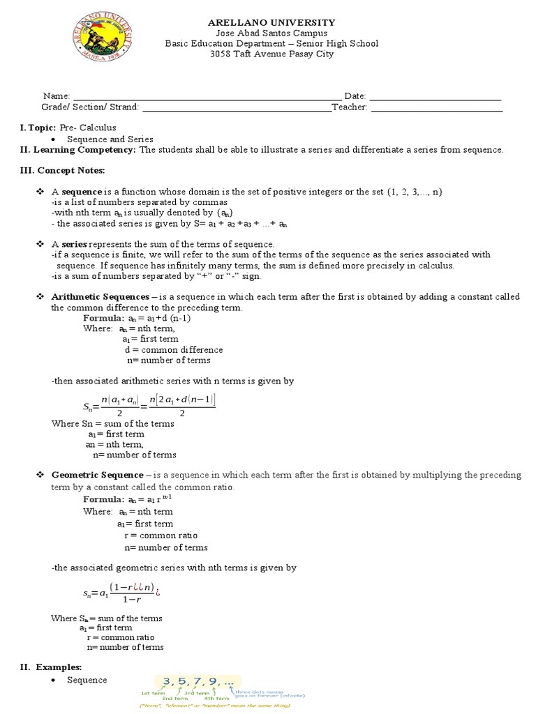 DLP Sequence and Series | PDF | Sequence | Summation