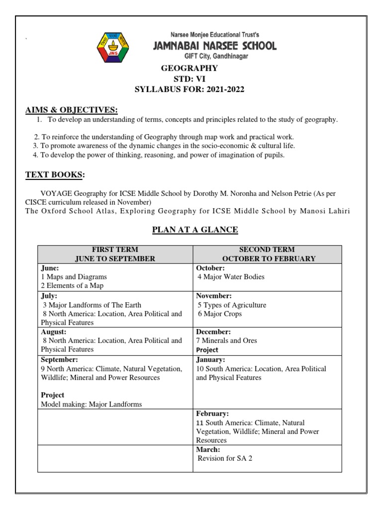 Grade 6 Geography Syllabus Overview | PDF | Map | Geography