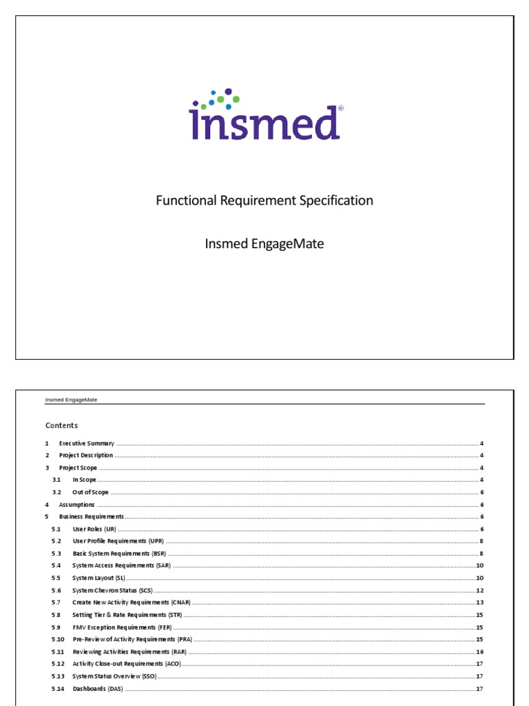 Insmed EngageMate - US Functional Requirements Document - V1.1 | PDF | Computing | Information ...