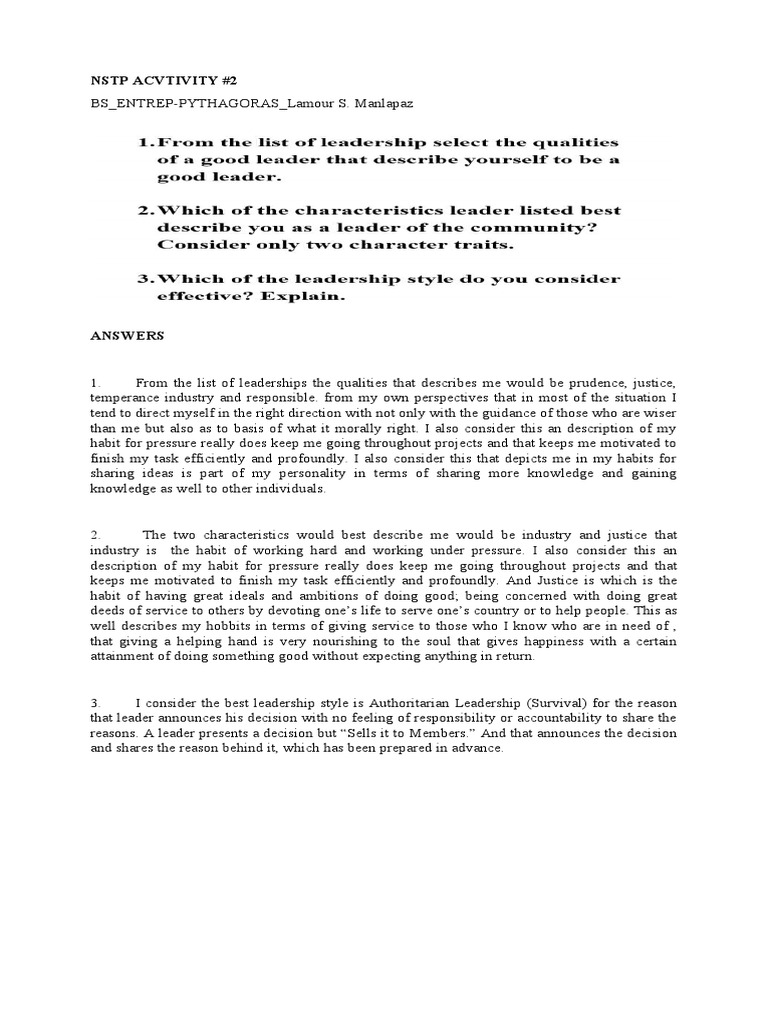 NSTP Midterm Activity #2 | PDF