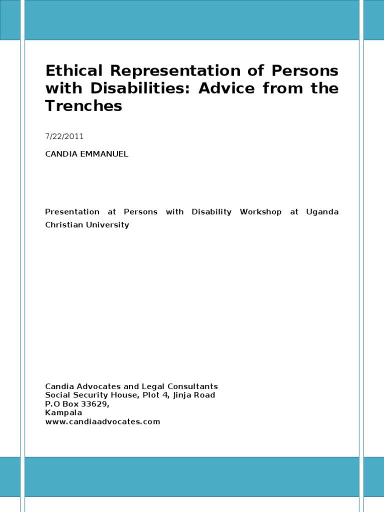 Ethical Representation of Persons With Disabilities | PDF | Advocate ...