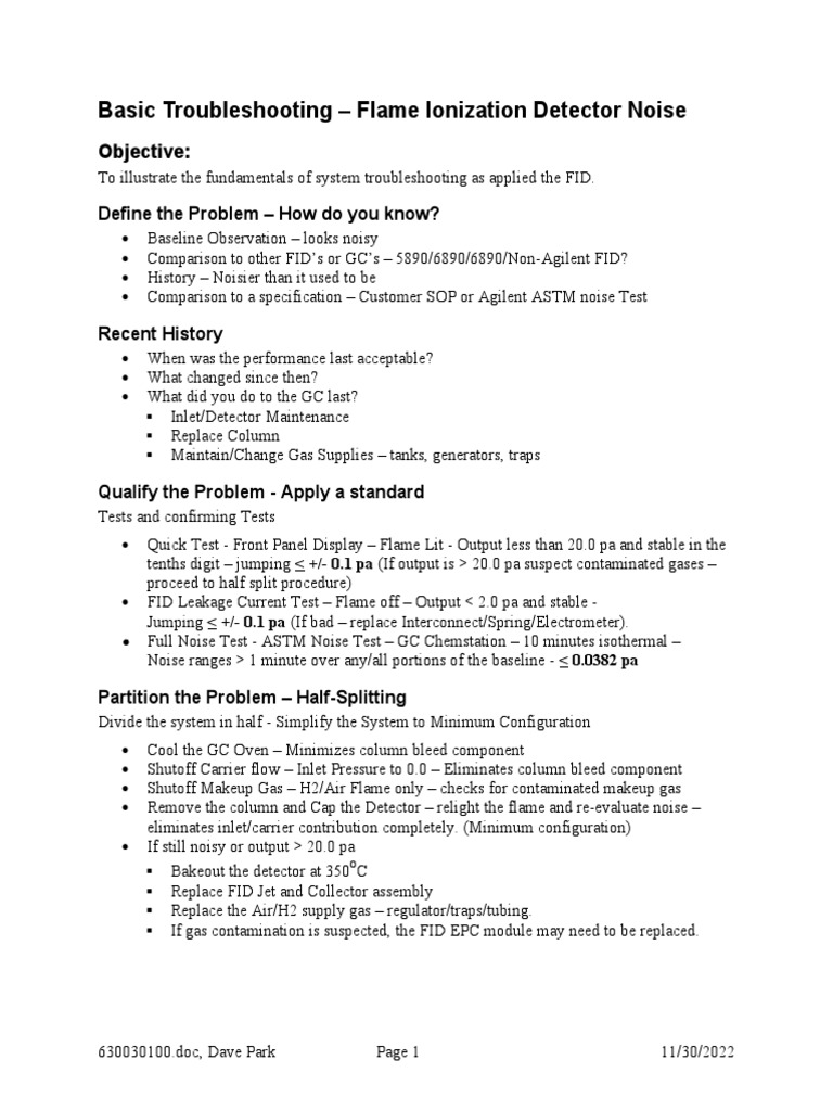 Fid Noise Troubleshooting Pdf
