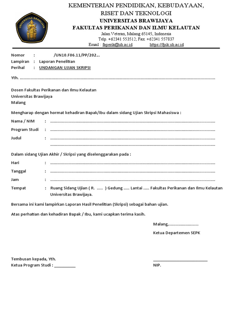 6 Undangan Ujian Skripsi SEPK 2022 | PDF