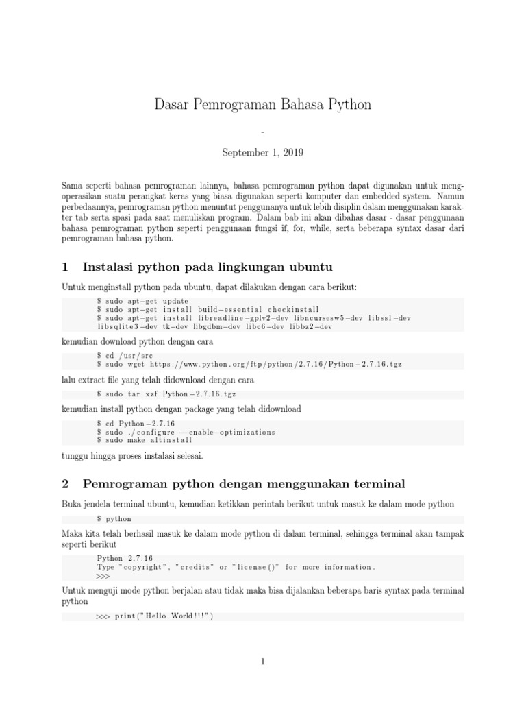 Dasar Pemrograman Python | PDF