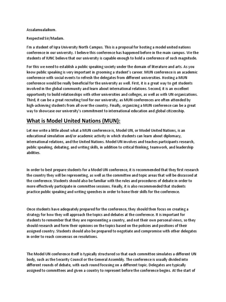 Proposal For MUN Conference | PDF | Committee