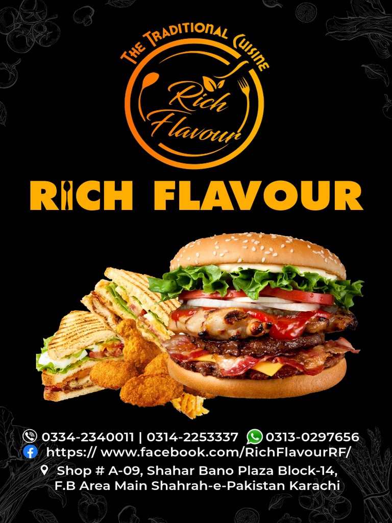 Rich Flavour Menu | PDF | Hamburgers | Cooking