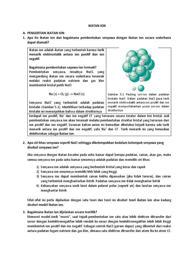 Ikatan Ion dalam Senyawa NaCl | PDF