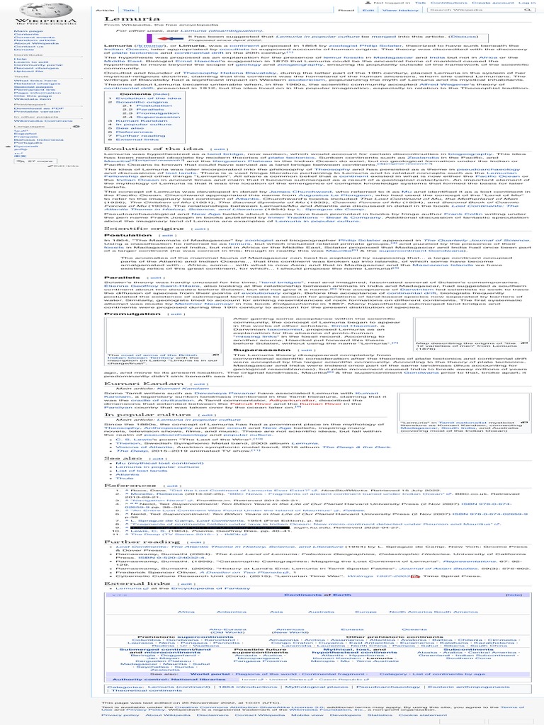 Lemuria - Wikipedia | PDF