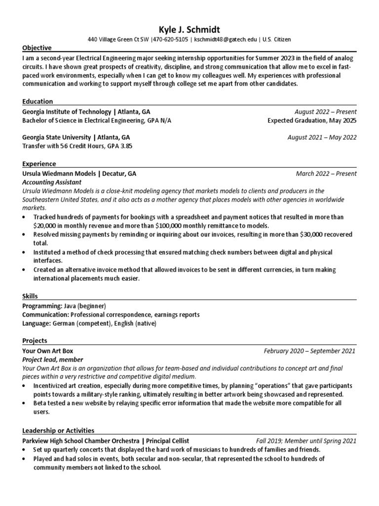 Resume Revision Kyle Schmidt | PDF