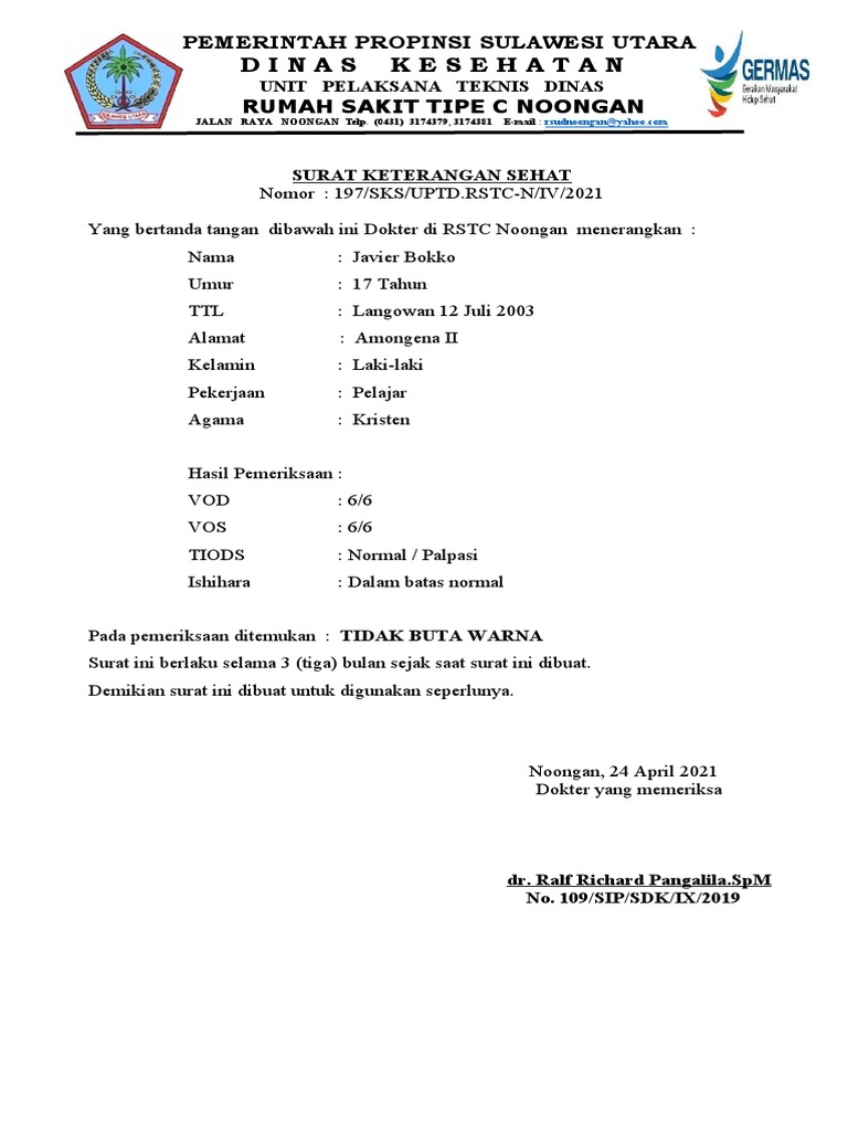 Surat Sehat Mata Dr. Ralph | PDF