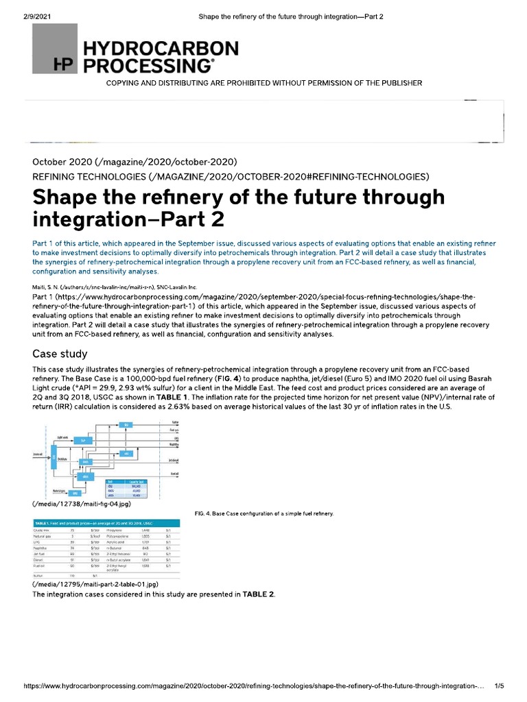 Shape The Refinery of The Future Through Integration-Part 2 | PDF