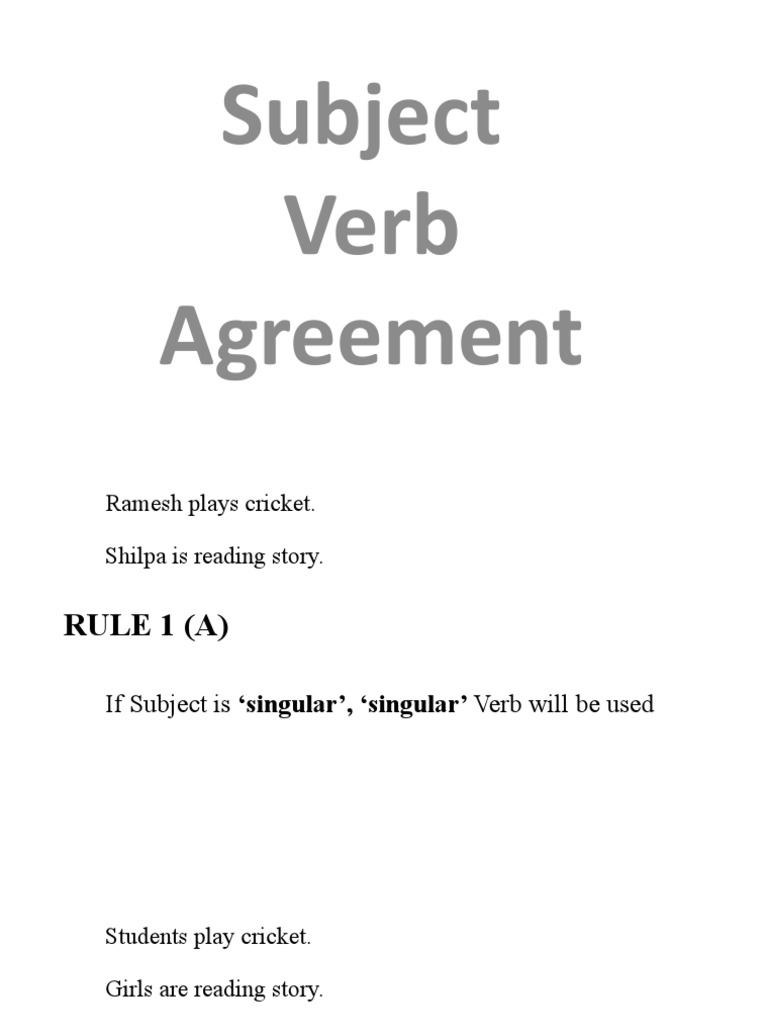 Subject Verb Agreement | Download Free PDF | Grammatical Number | Plural