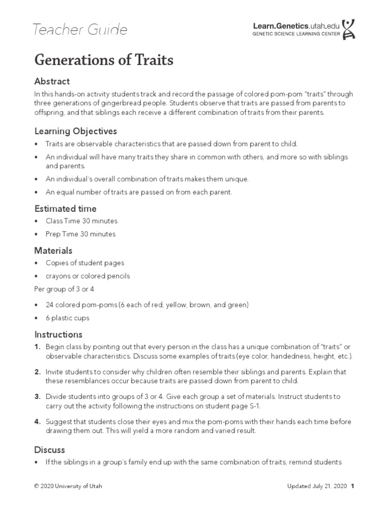 Generations of Traits - TG | PDF | Parent | Sibling