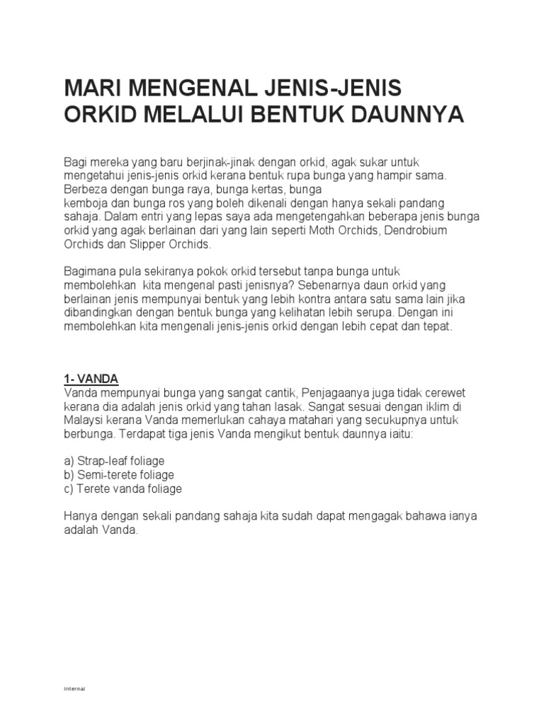 Mengenal Orkid Lewat Bentuk Daun | PDF