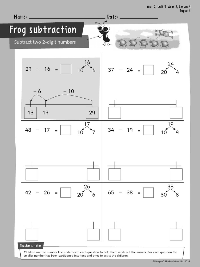 Practice Sheet Subtraction With Number Line | PDF