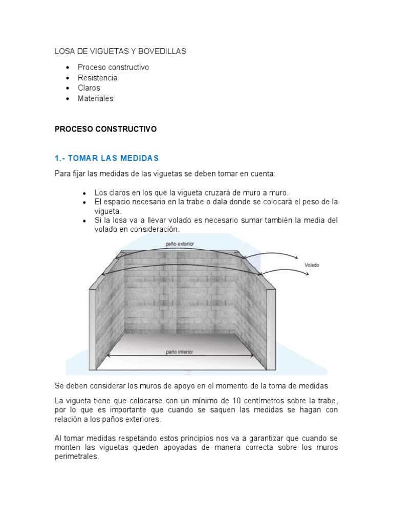 Losa de Viguetas y Bovedillas Proceso Constructivo | PDF | Hormigón | Acero