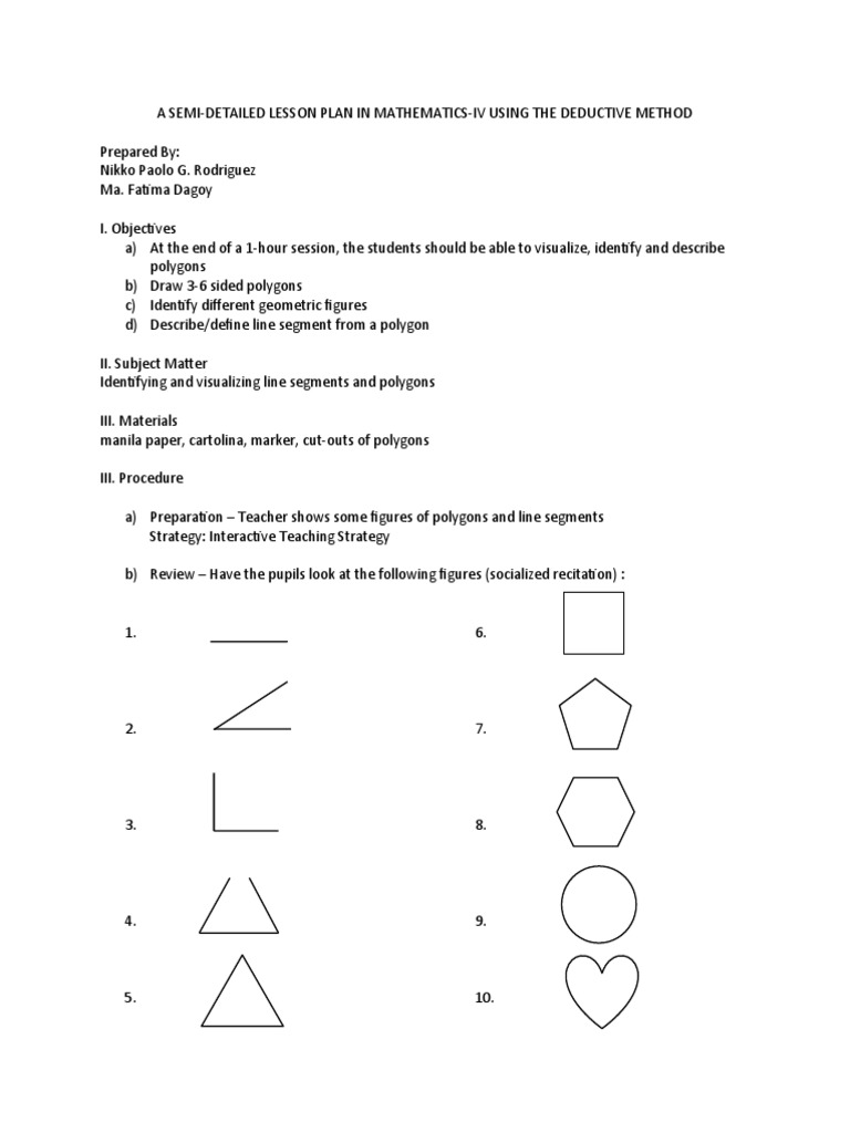 Mathematics IV Lesson Plan on Polygons | PDF