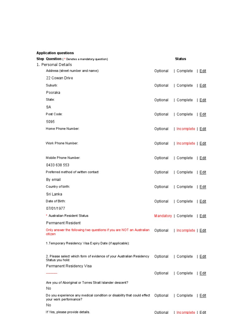 Australia Post Job Application Form | PDF | Employment | Government