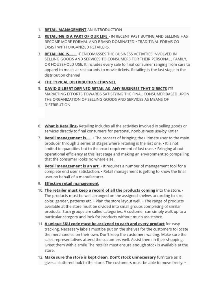 Retail Management | PDF | Retail | Trade
