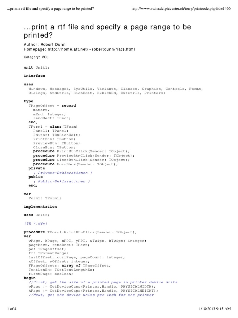 Print A RTF File and Specify A Page Range To Be Printed | PDF | Printer (Computing) | Computer ...