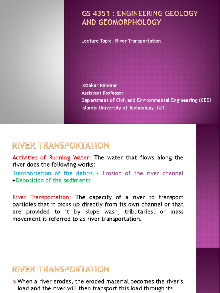 River Transportation | PDF | Erosion | River