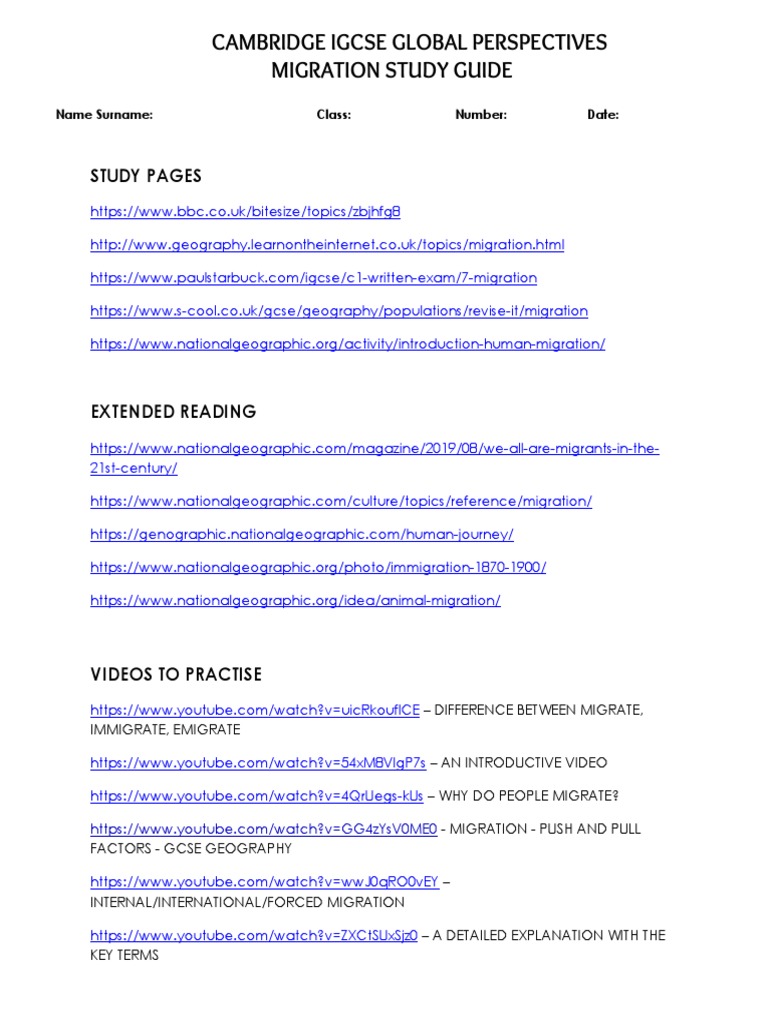 Global Perspectives Migration | PDF | Human Migration | Immigration