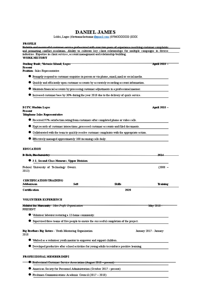 CV Template - From - Daniel Emenahor | PDF