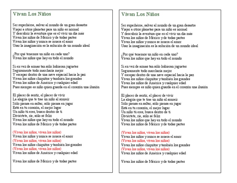 Cancion Vivan Los Niños | PDF