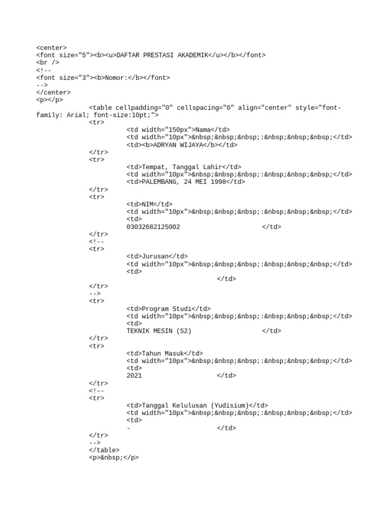 Transkrip 03032682125002 | PDF