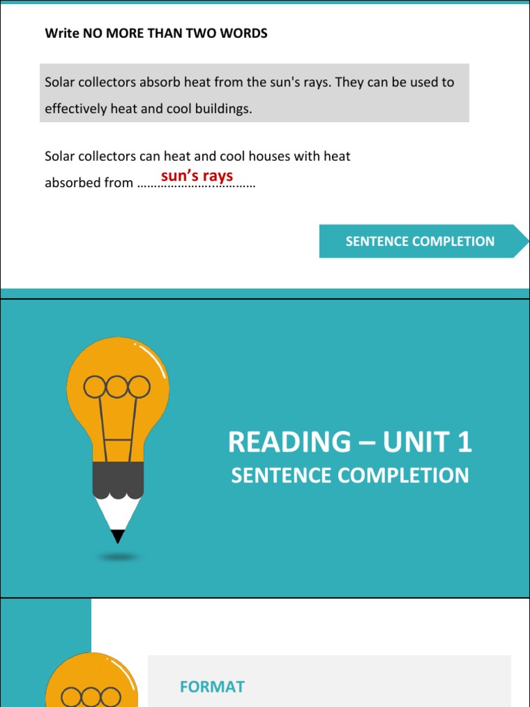 Unit 1. Sentence Completion - Reading | PDF | Sun | Building Insulation