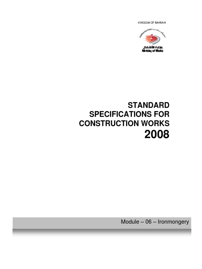 Standard Specifications for Ironmongery | PDF | Specification ...