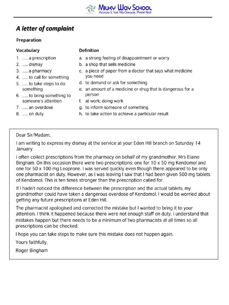 A Letter of Complaint | PDF