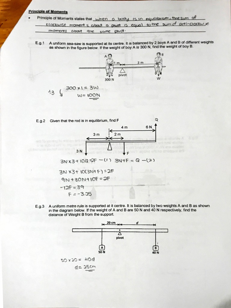 Physics Moments Worksheet 1 | PDF