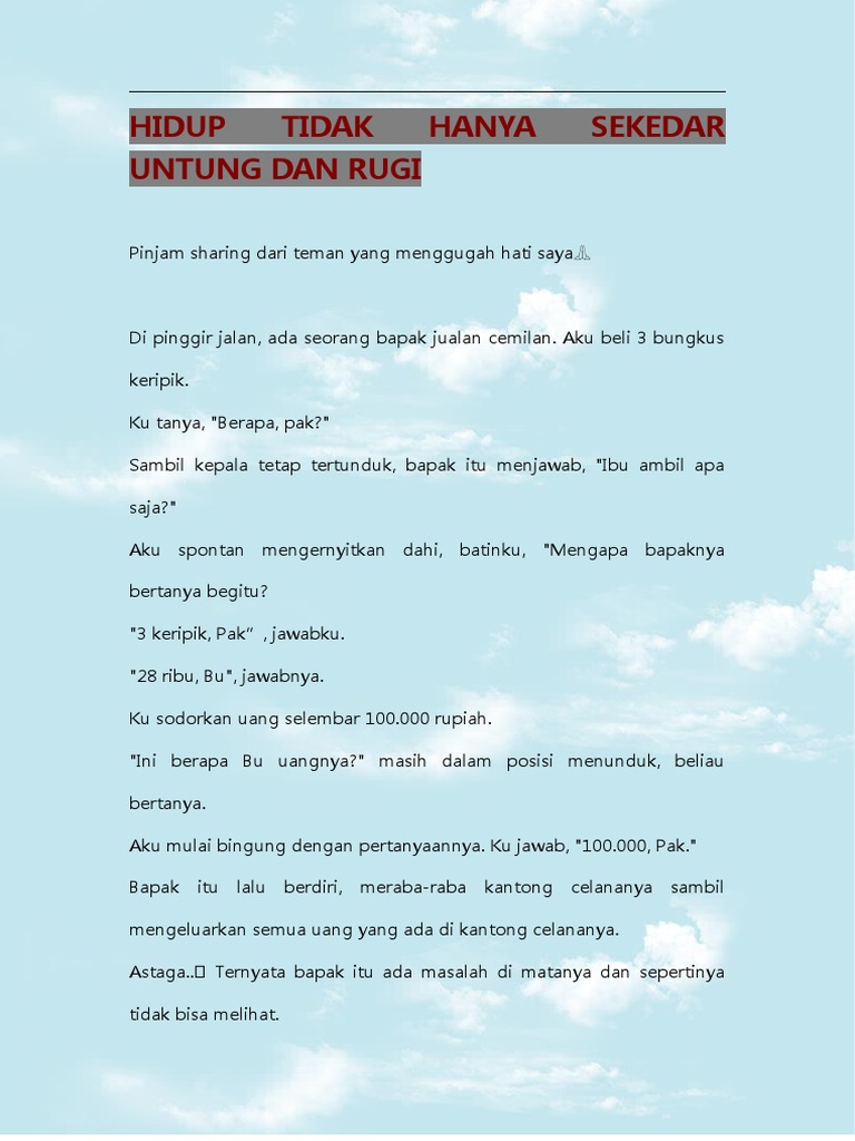 Hidup Tidak Hanya Sekedar Untung Dan Rugi | PDF