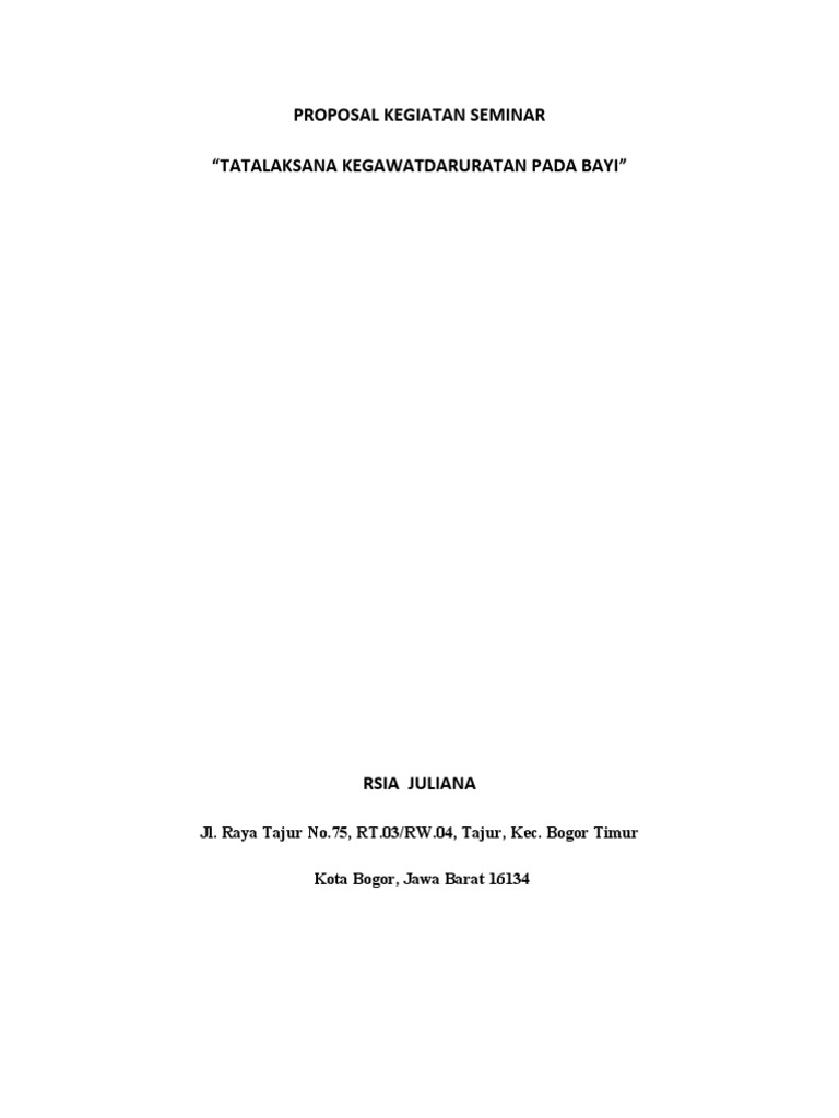 Draf Proposal RS Juliana | PDF