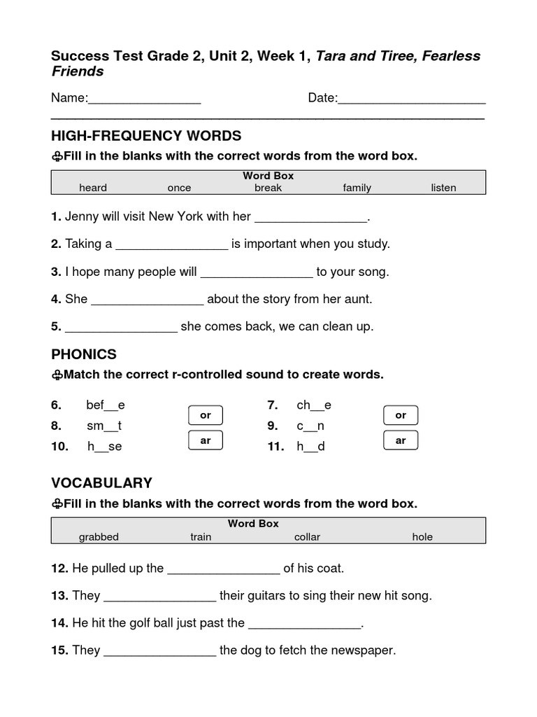 Tara and Tiree Reading Assessment | PDF