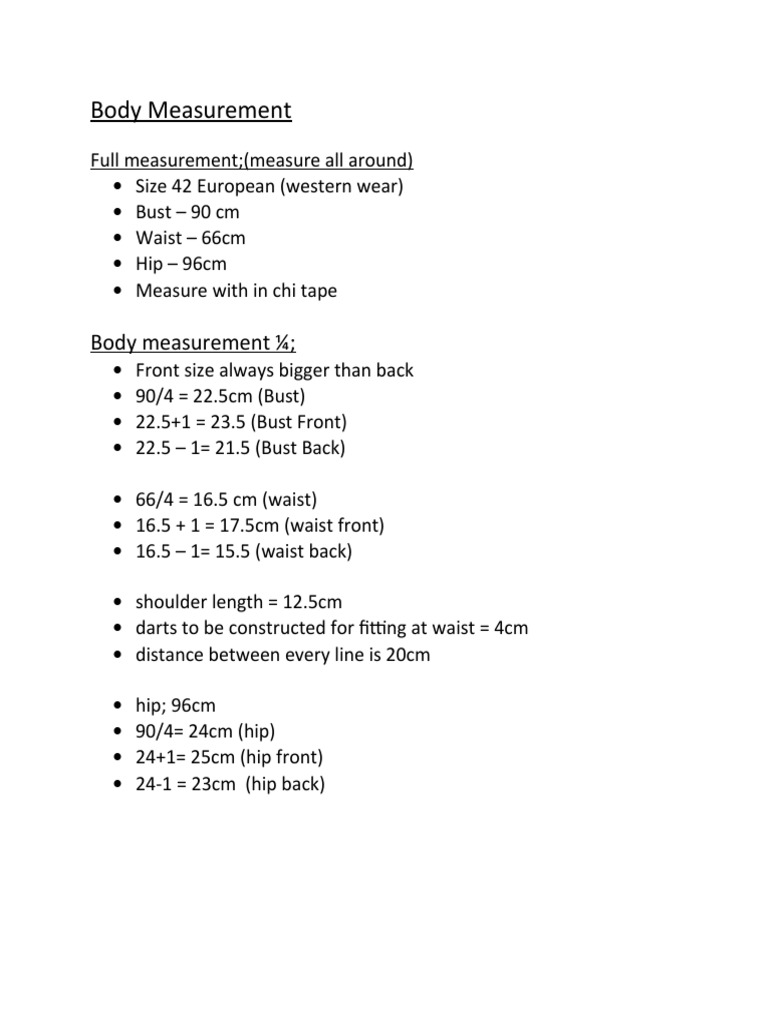 Body Measurement | PDF | Seam (Sewing) | Skirt