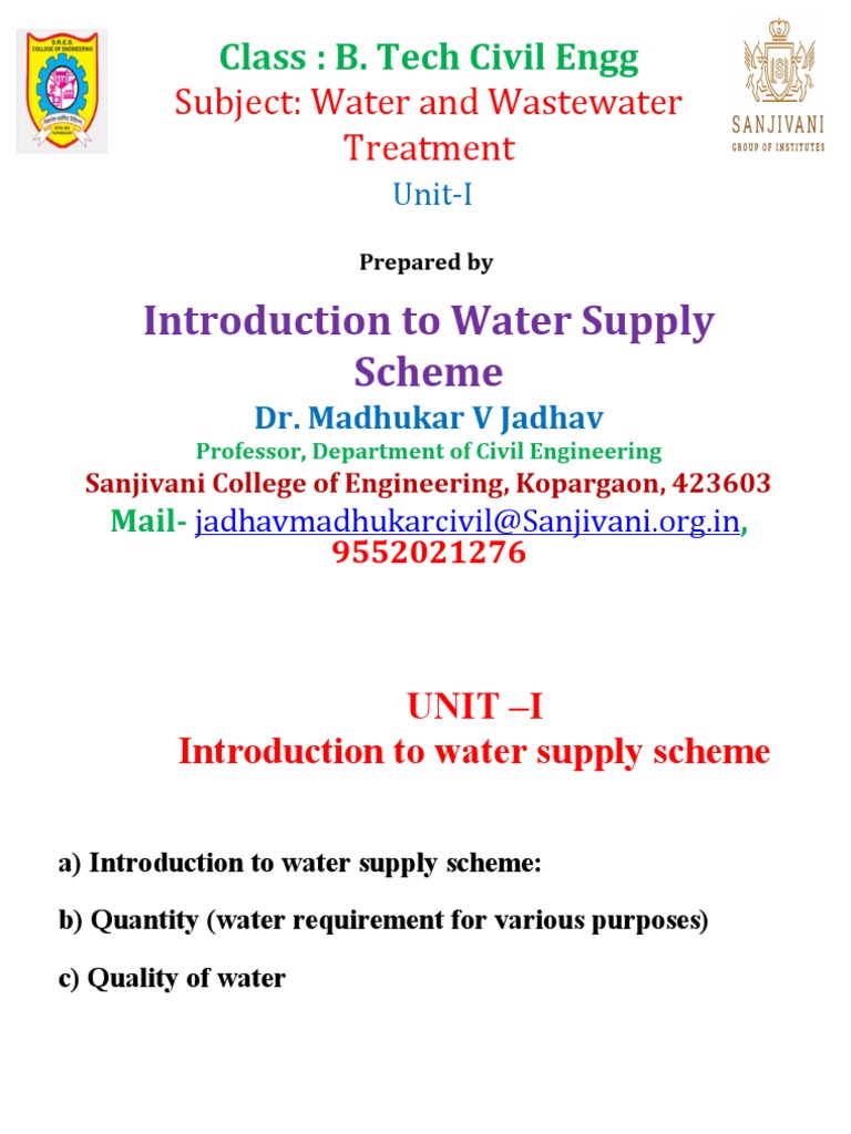 Introduction to Water Supply Schemes | PDF | Water | Water Supply