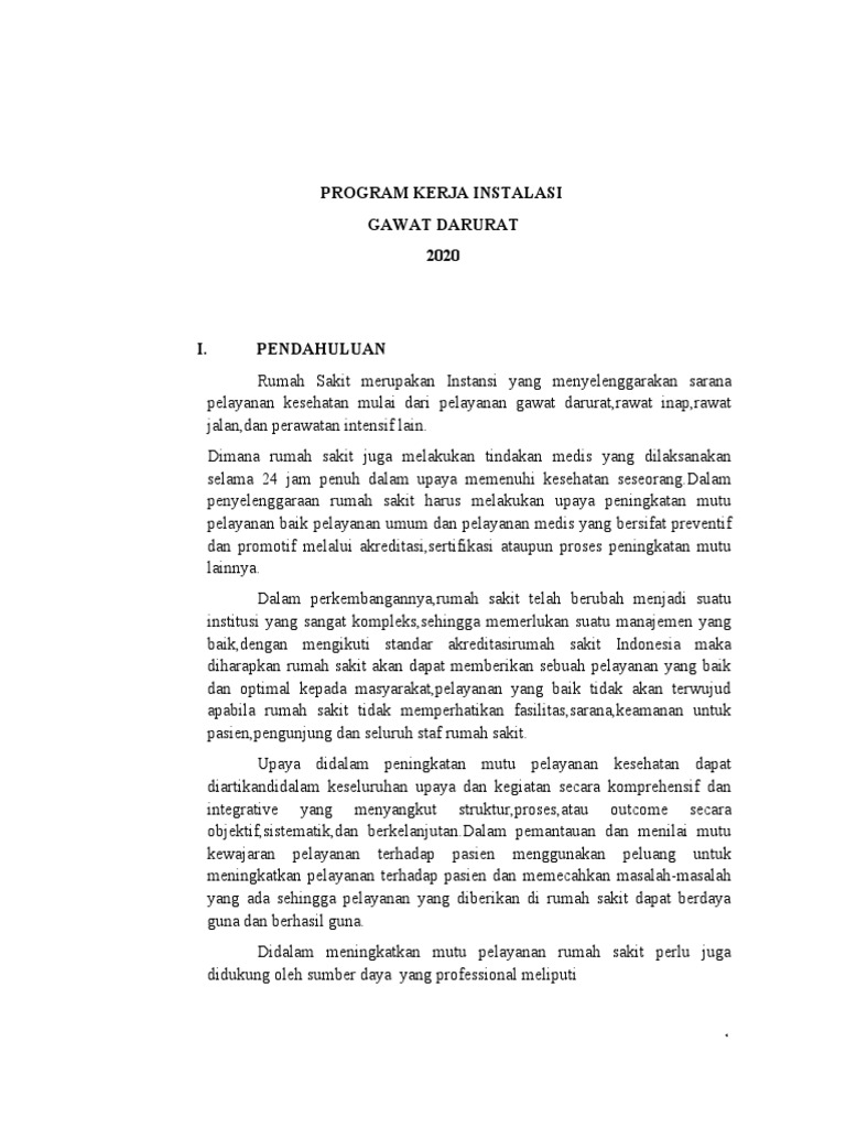 Program Kerja Igd | PDF