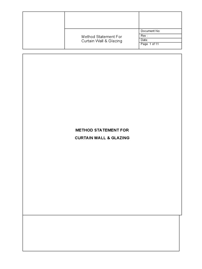 Method Statement For Curtain Wall & Glazing Installation | PDF | Window | Personal Protective ...
