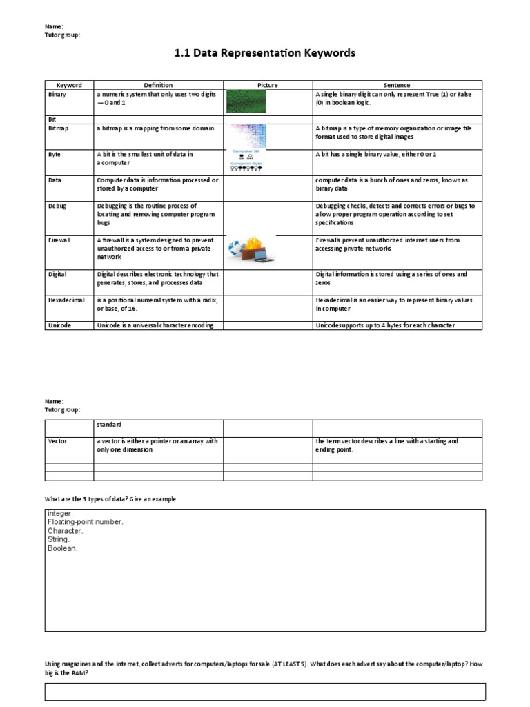 11 Data Representation Keywords Pdf Data Type Bit 
