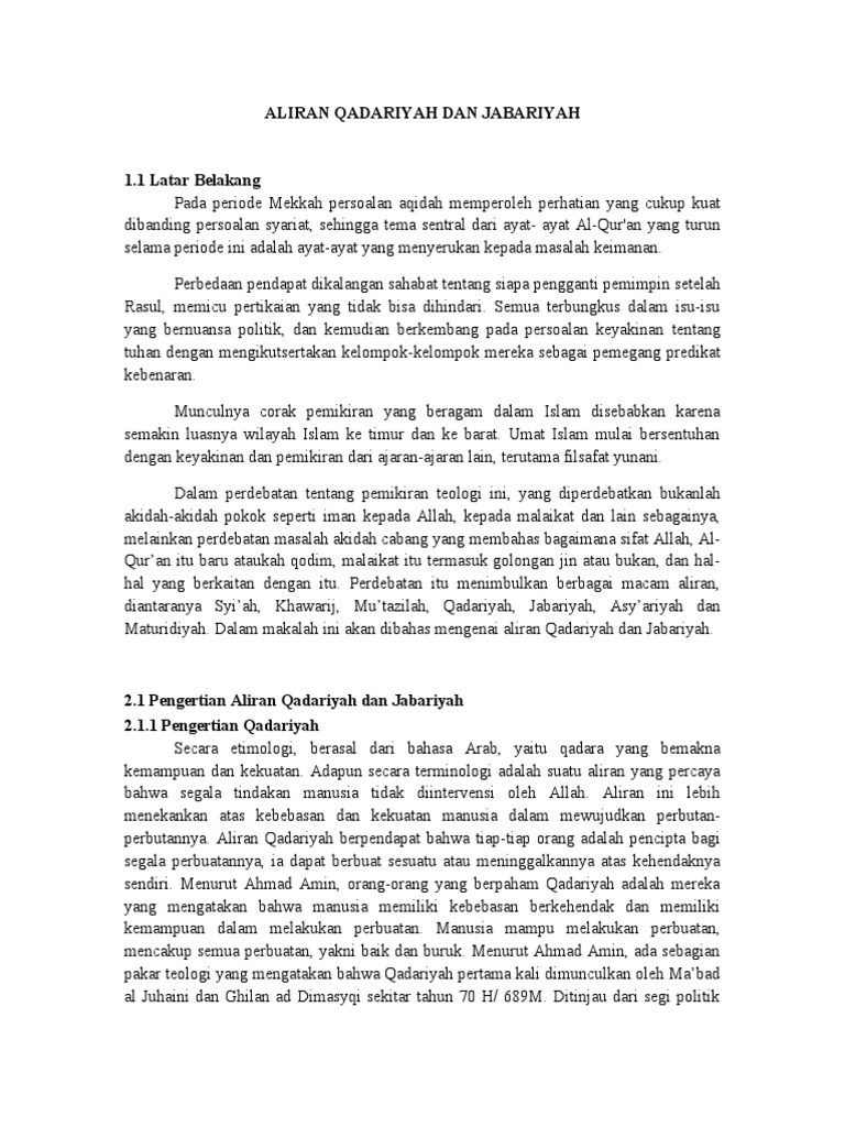 Qadariyah dan Jabariyah dalam Islam | PDF | Agama & Spiritualitas