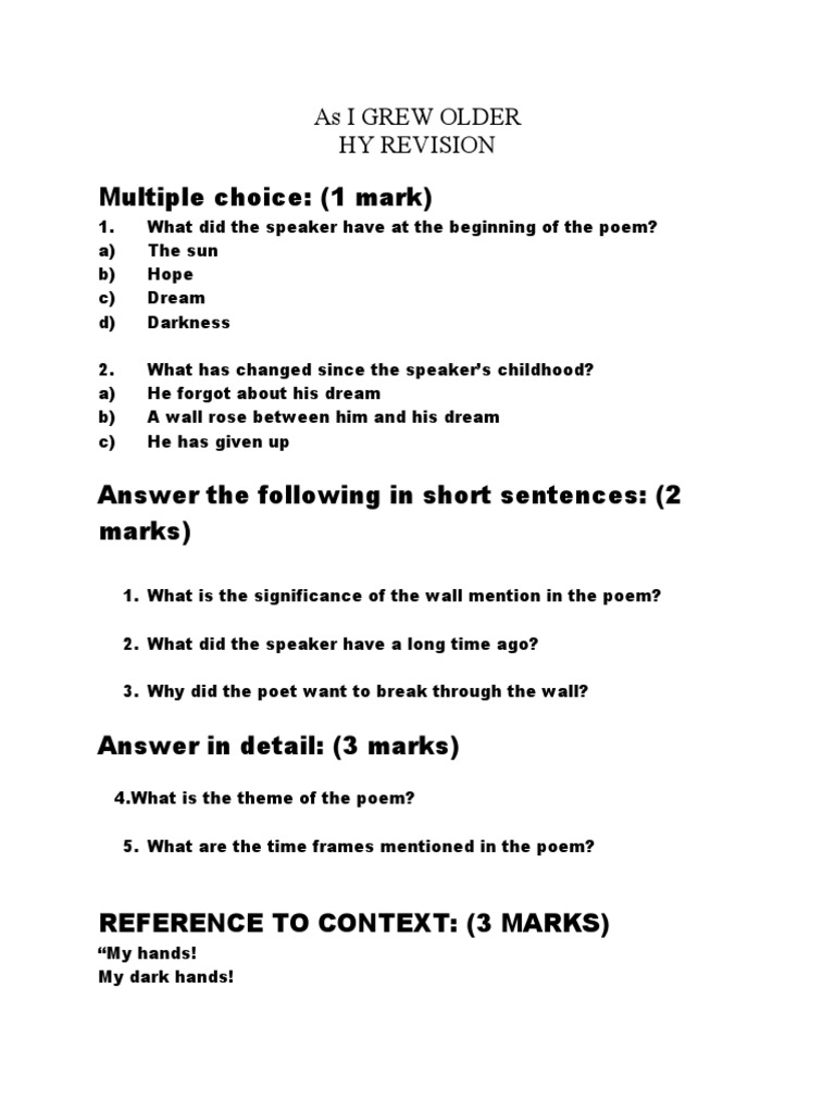 As I GREW OLDER | PDF | Racism | Discrimination & Race Relations