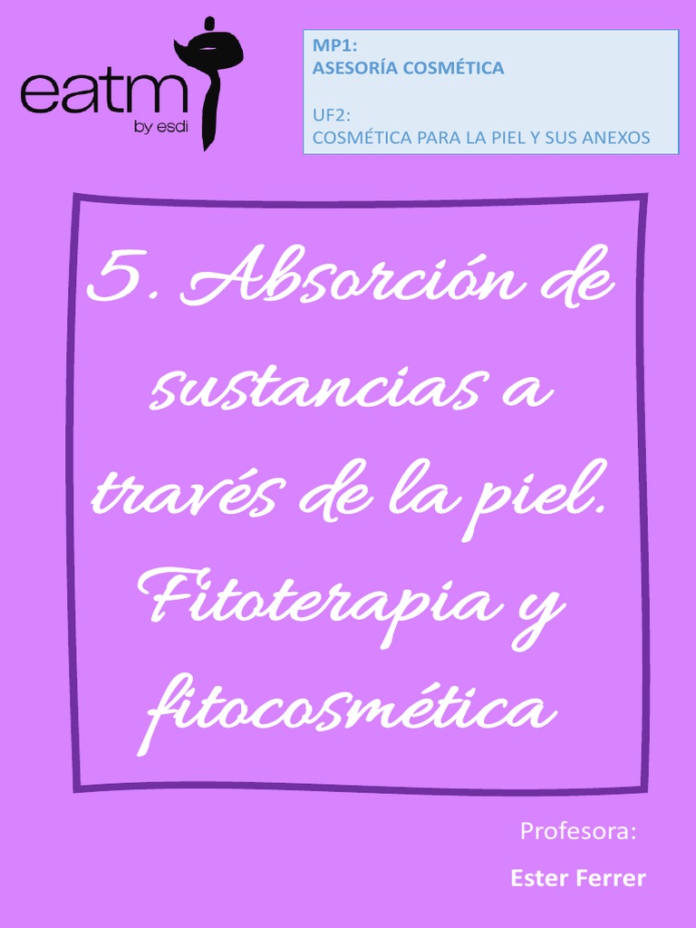 2 - Absorción Piel - Fitoterapia I Fitocosmética | PDF | Piel | Epidermis