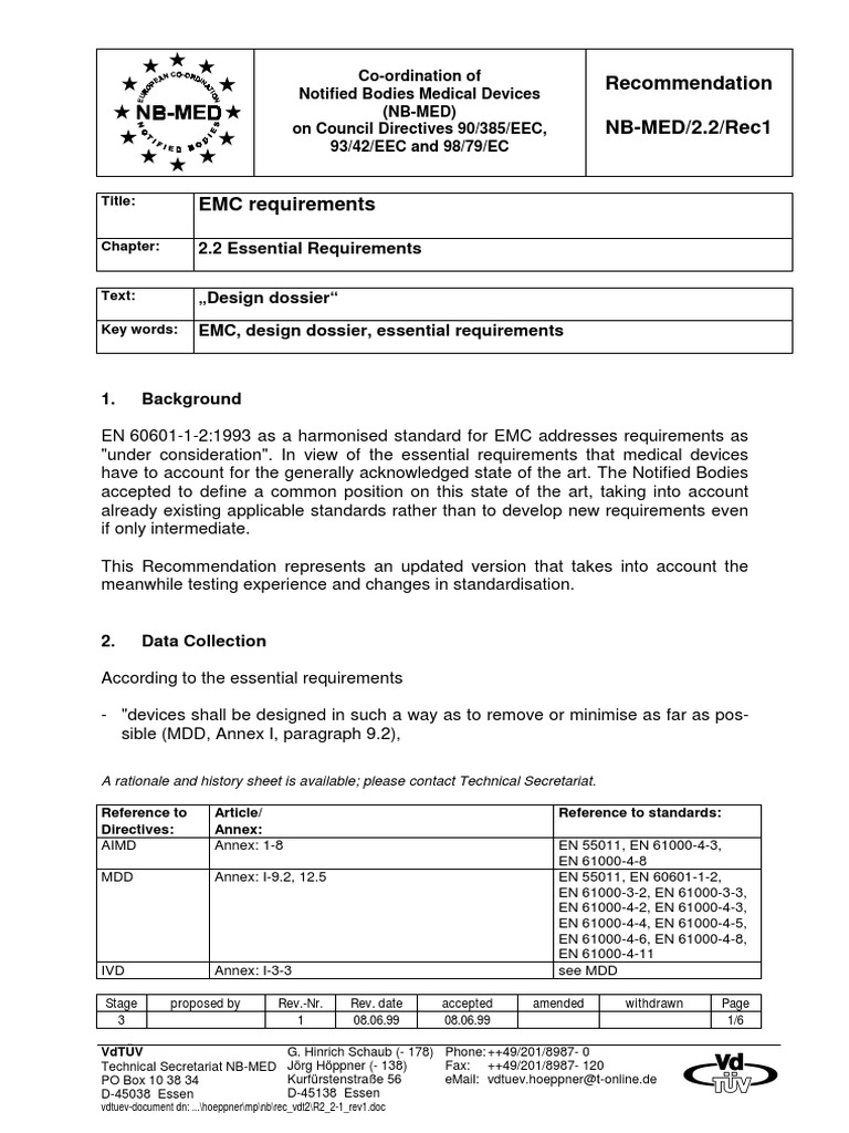 Recommendation on Essential Electromagnetic Compatibility Requirements ...