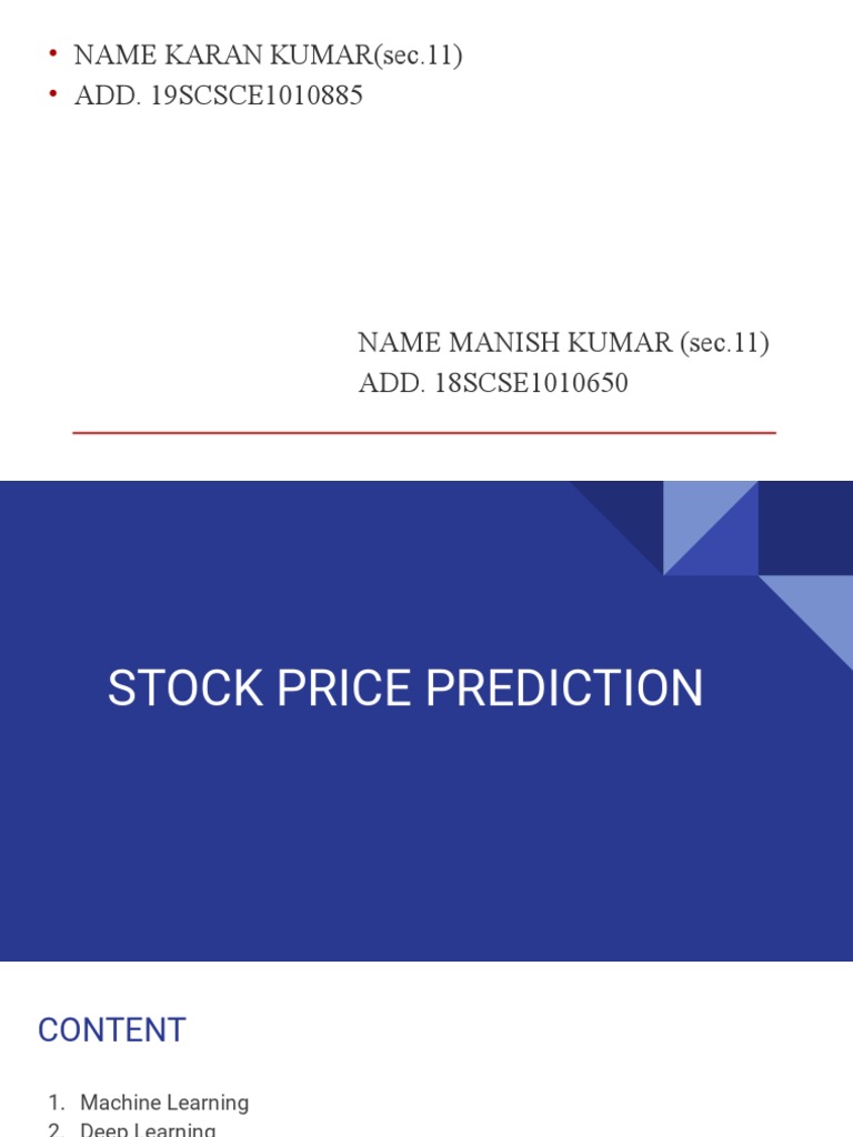 Stock Price Prediction | PDF | Machine Learning | Deep Learning