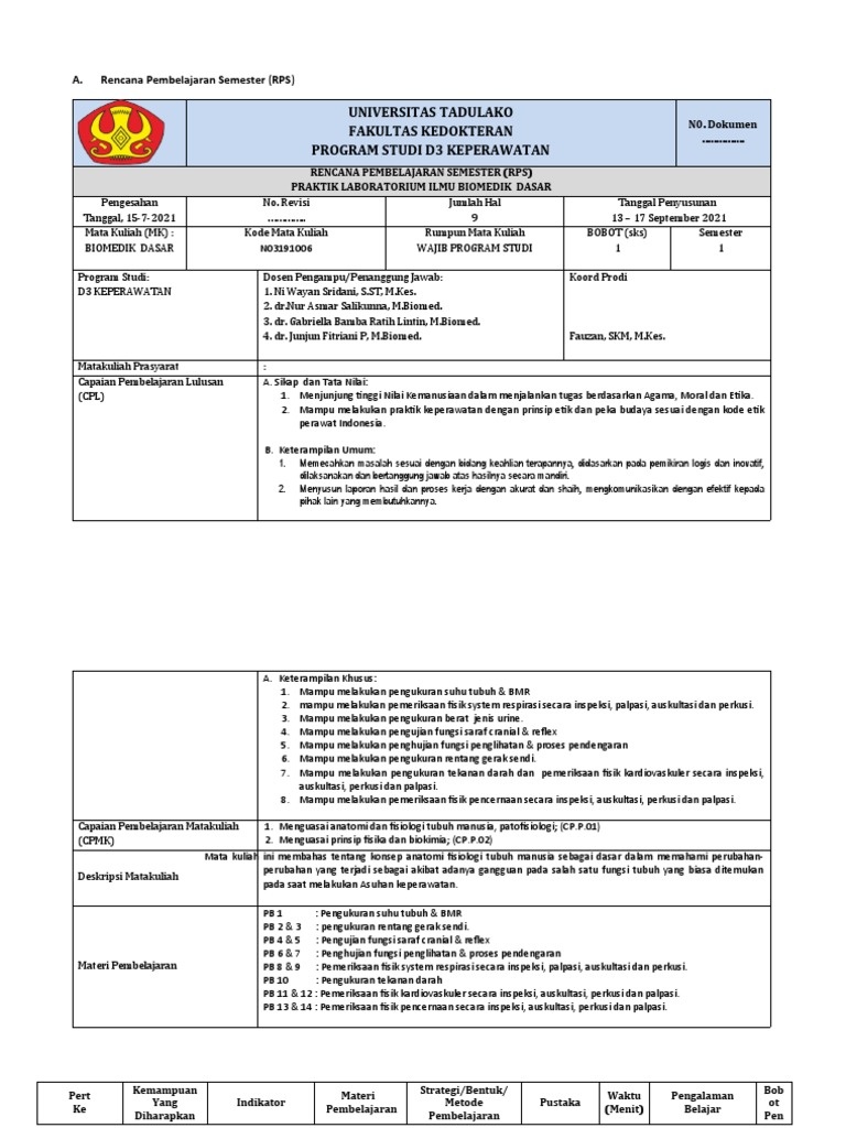 RPS Prak - Lab. Biomedik 2021 | PDF
