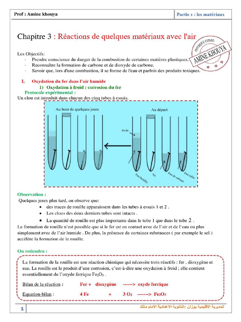 Oxydation Des Metaux Dans L Air Cours 1 | PDF
